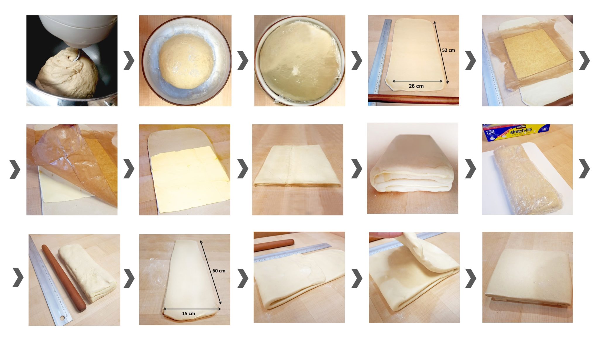 Blätterteig für Croissants, Rosinenschnecken und Pain au Chocolat ...